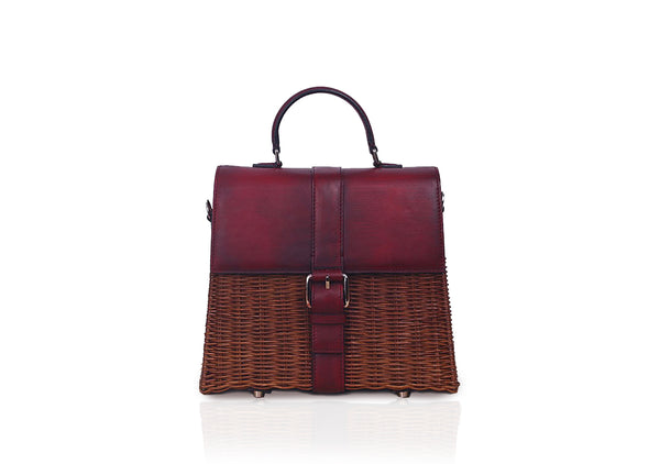 Lena Wicker Handbag (Burgundy) – VTThai