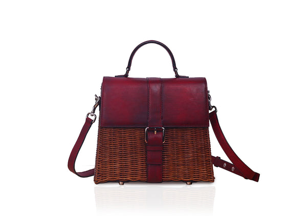 Lena Wicker Handbag (Burgundy) – VTThai
